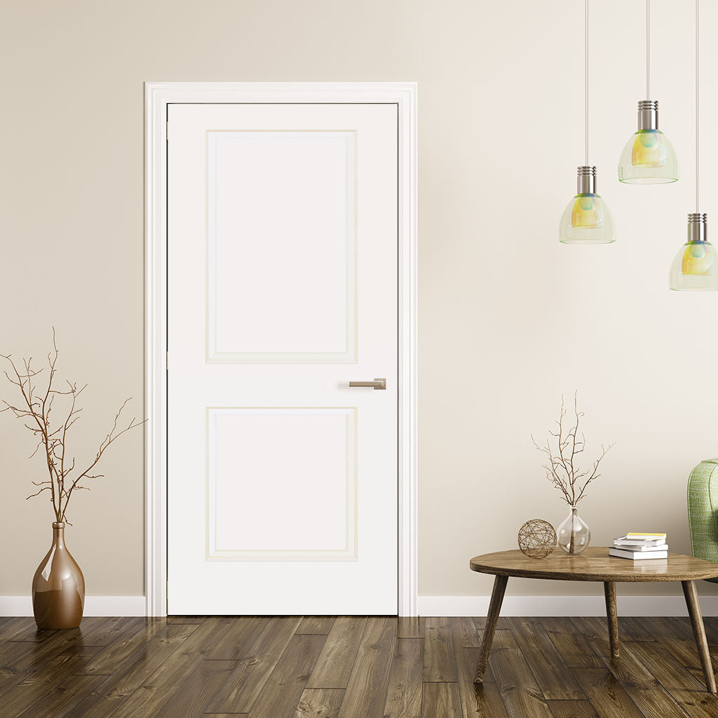2-Panel Colonial White Interior Door Slab with Bore Hole – kimberlybaydoors